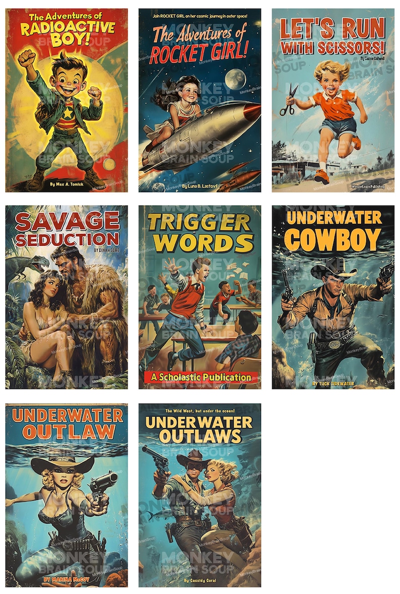 Retro Vintage Style Book Cover Art for Crafts, Collages, Cards, and ...