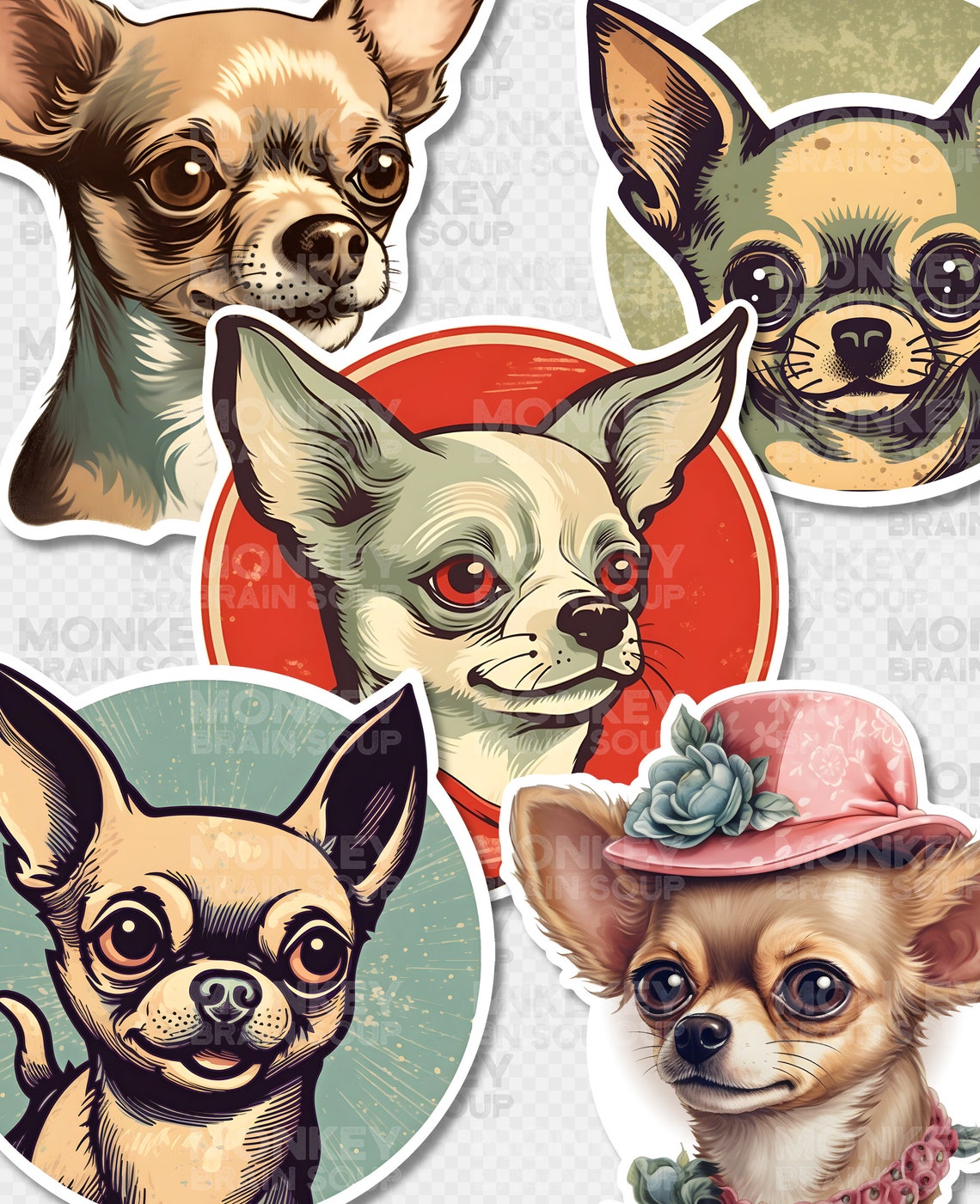 Printable Chihuahua Clip Art, 35 High Resolution PNG Files With White ...