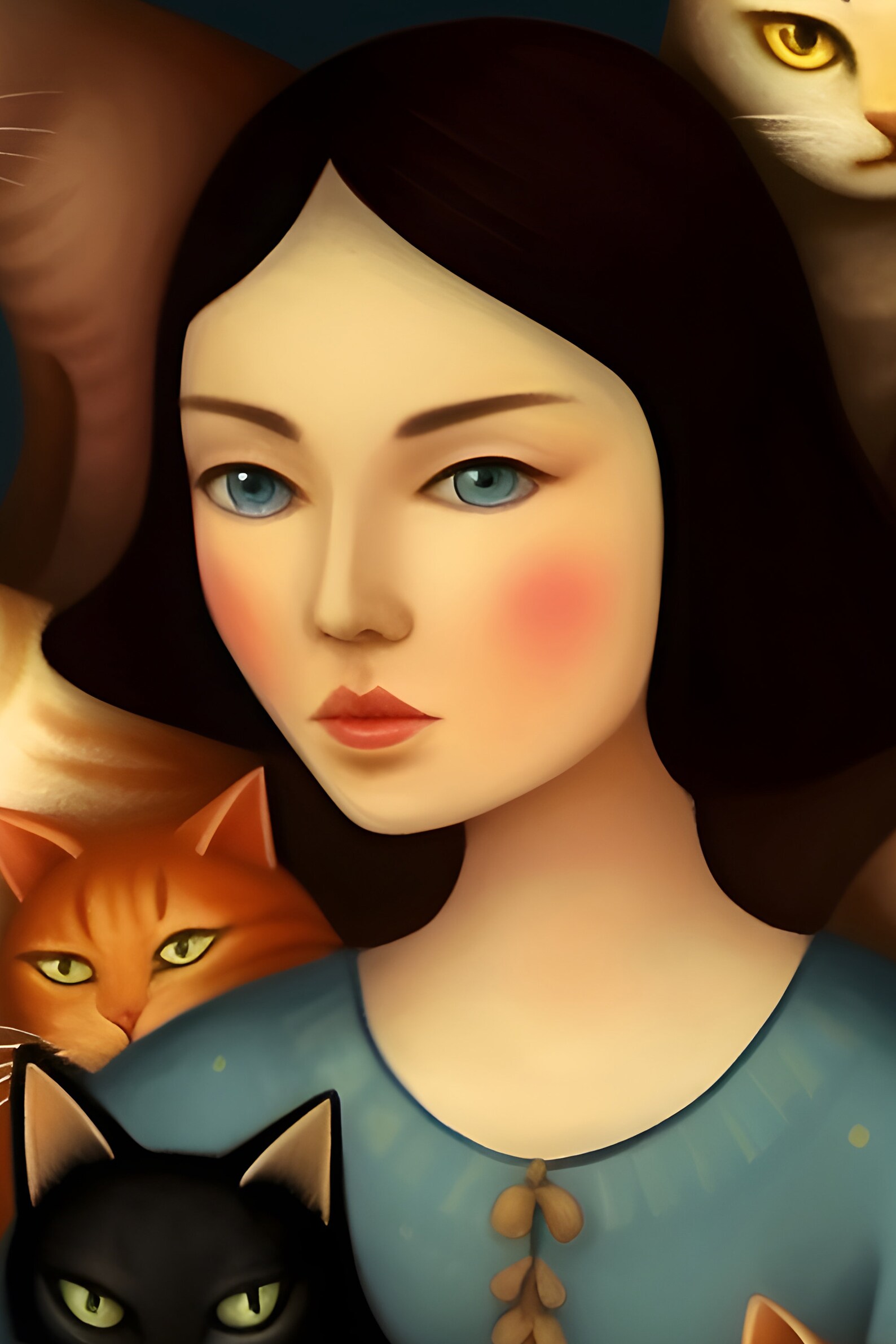 Cat Lady Digital Art Painting. Instant Digital Download - Etsy