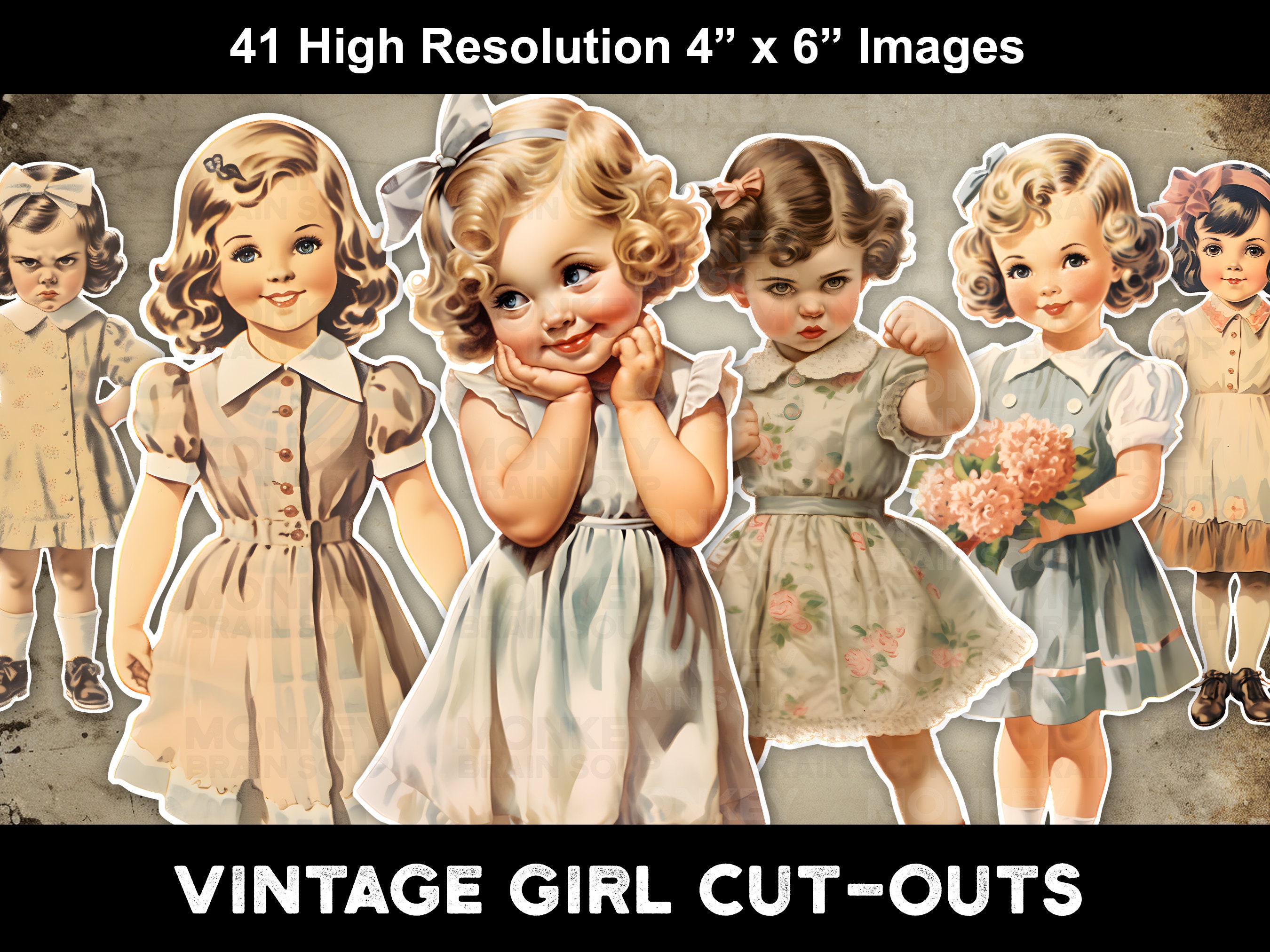 Printable Vintage Little Girl Cutouts With Transparent Background ...