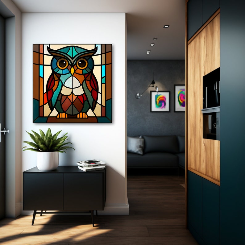 Stained Glass Owl Printable Wall Art – 28"x28" Digital Download ...