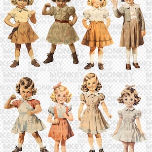Printable Vintage Little Girl Cutouts With Transparent Background ...