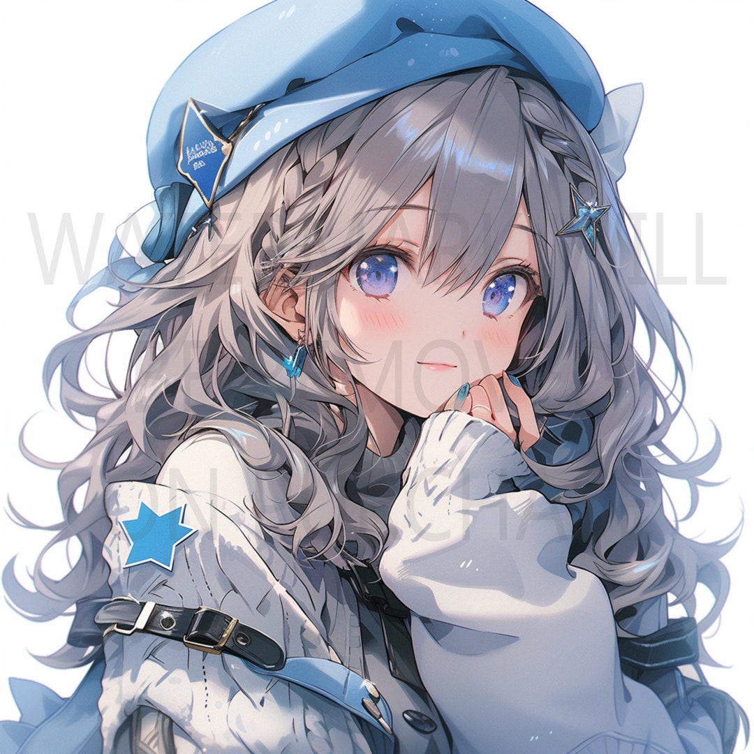 Anime Girl in Blue Digital Download Poster Printable Art Cute Anime ...