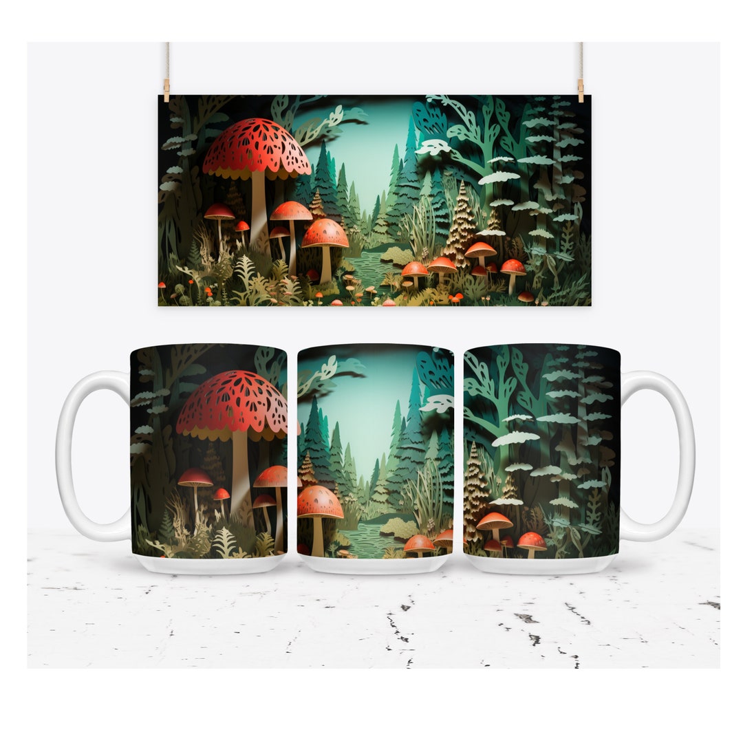 Toadstool Forest Scenery Paper Art 3D Mug Wrap Digital Download ...