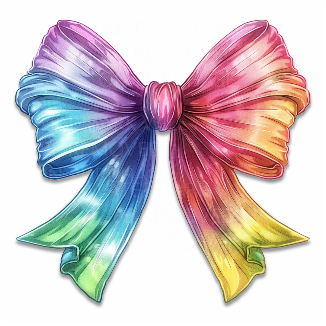 Rainbow Coquette Bow Clipart, T Shirt Design, Digital Download Poster ...