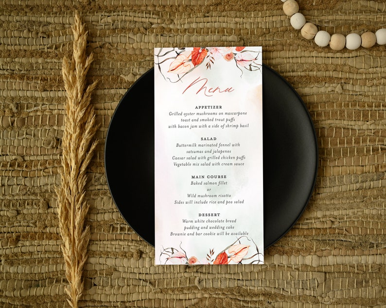 4x8 Inch Menu Mockup, Wedding Menu Mockup, 4x8 Program Mockup, Wedding ...