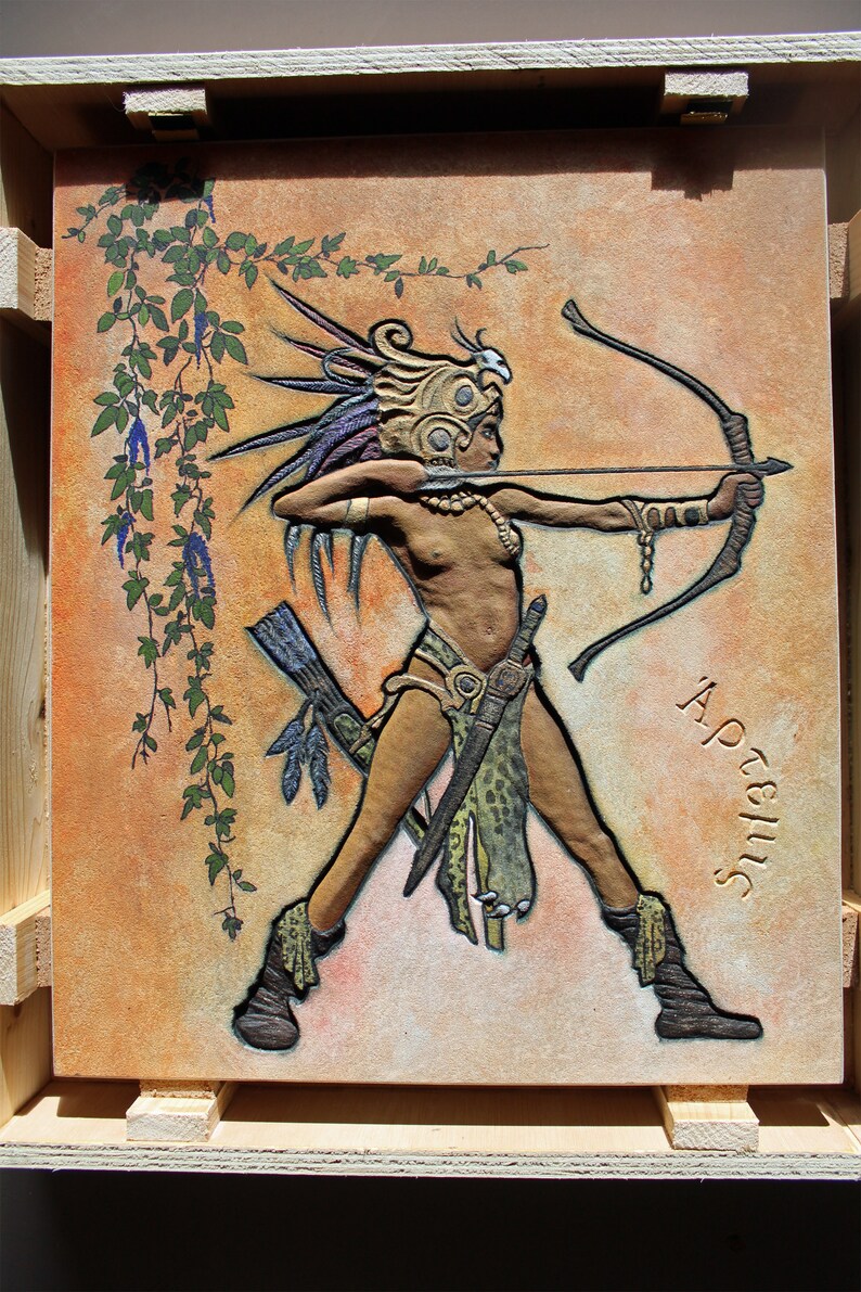 Greek Goddess Artemis Carved Stone Relief Panel - Etsy