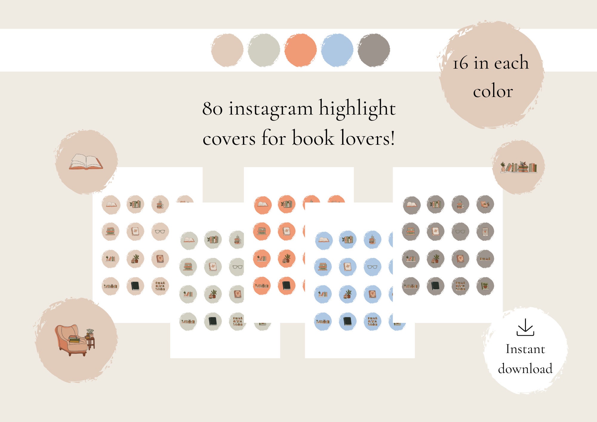 Bookish Instagram Highlight Covers, Book IG Icons, Book Lover Gift ...