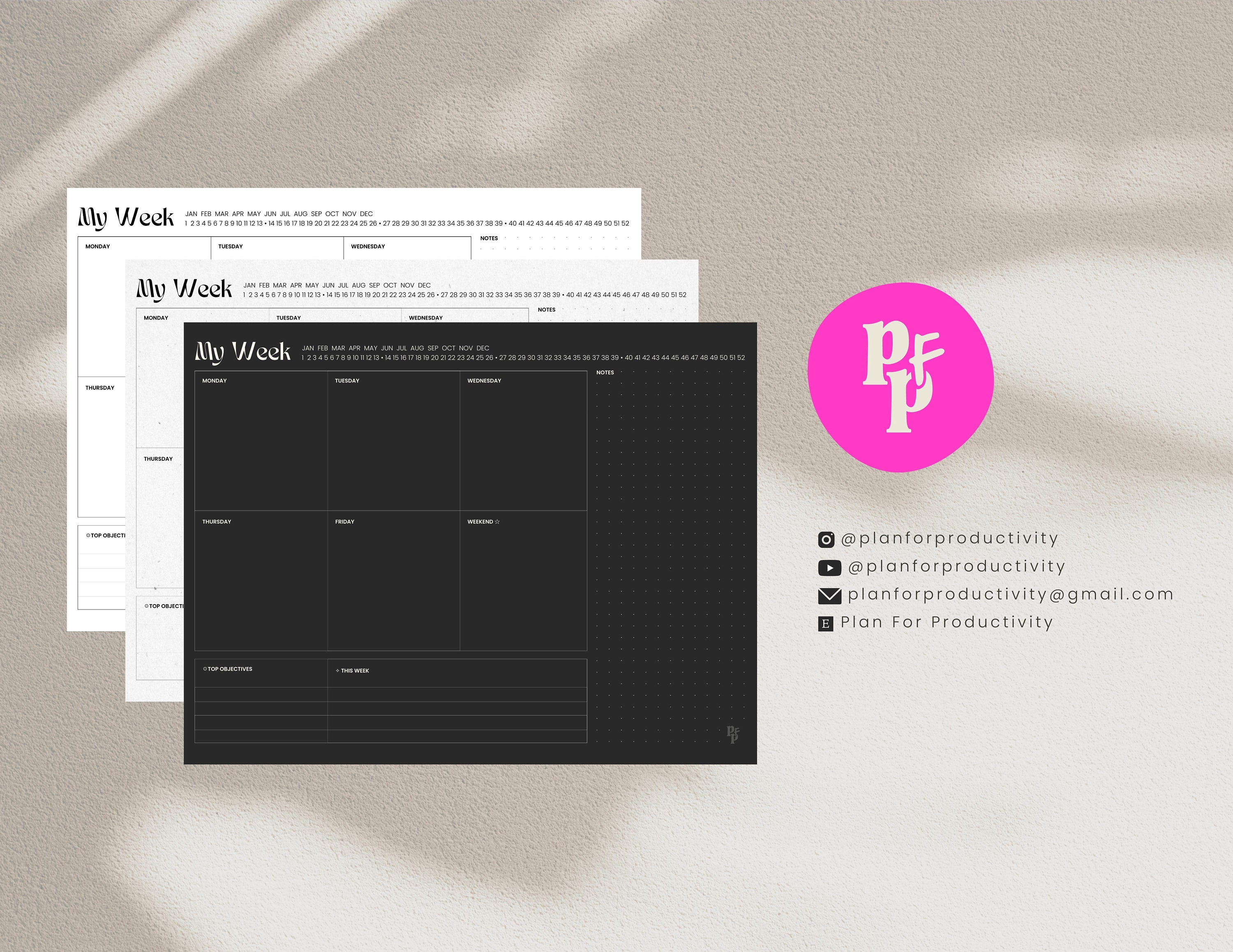 Minimalistic Weekly Planner Printable PDF, Weekly Digital Planner for ...