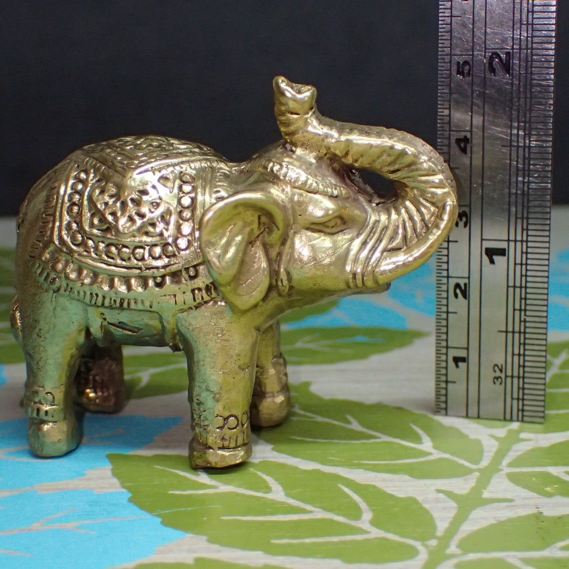 Gold Elephant Figurine 48mm Brass Elephant Elephant Decor Etsy