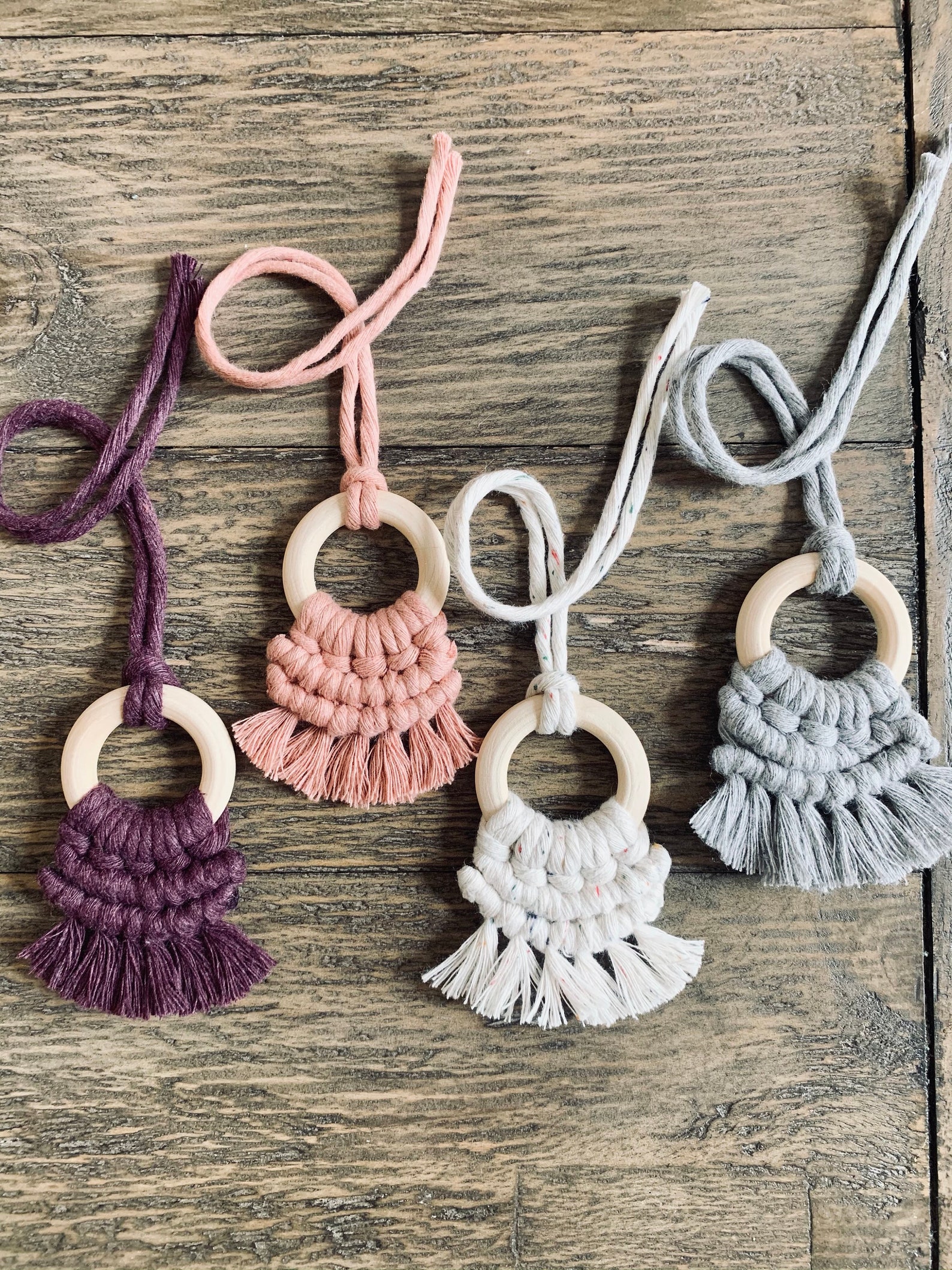 Car diffuser-mini macrame-essential oils-wood and recycled | Etsy