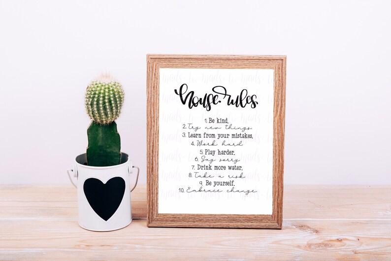 Custom house Rules Print Home Decor Family Size Options | Etsy