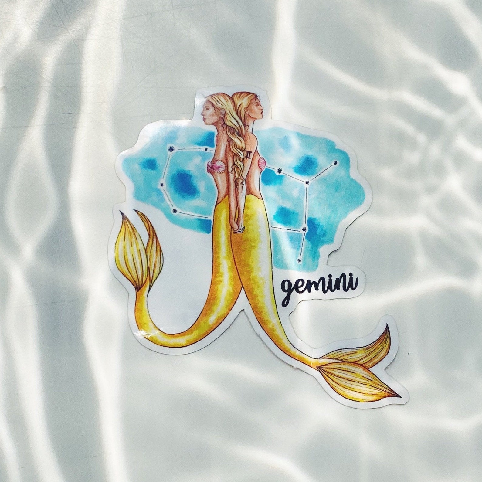 Gemini Mermaid Sticker - Etsy