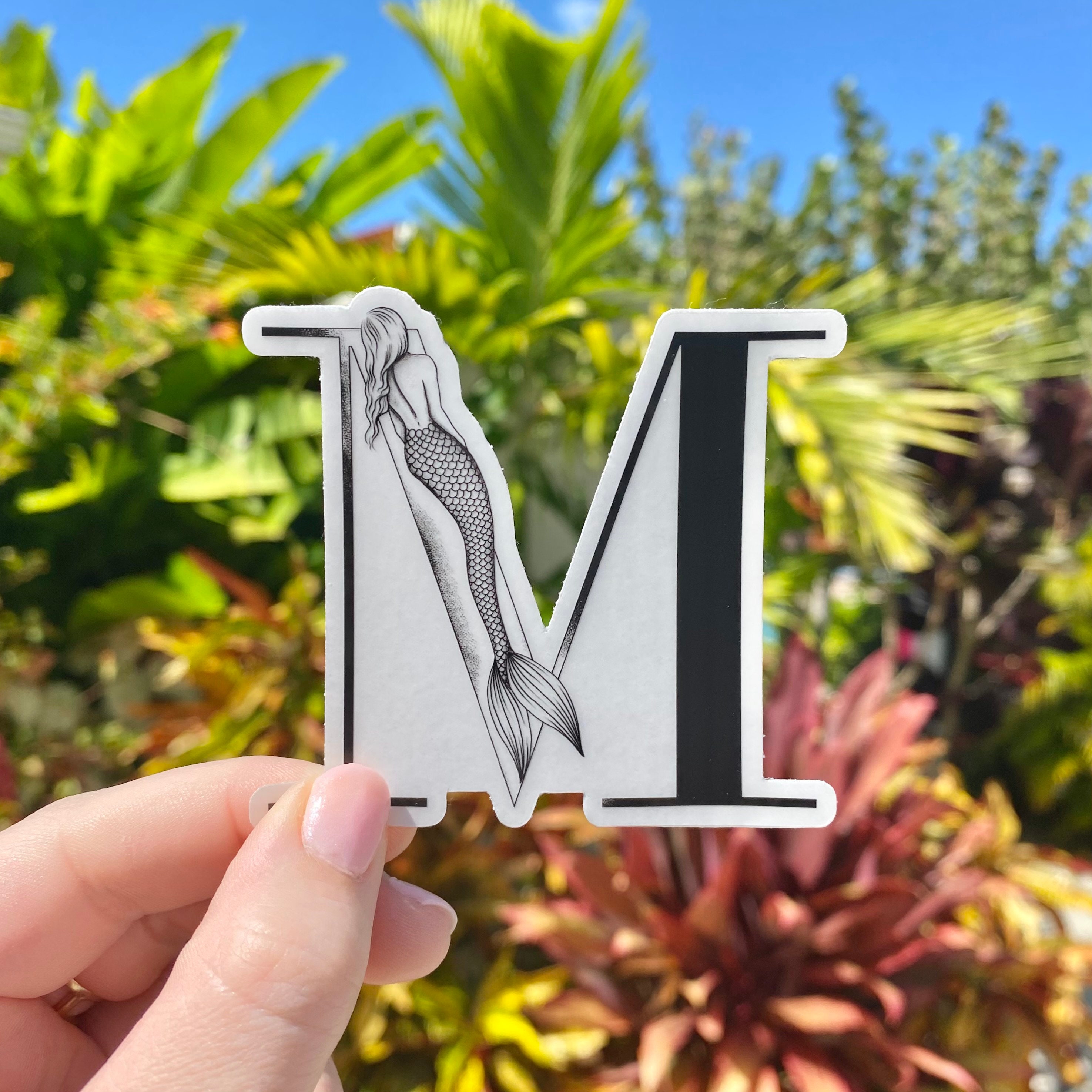 Mermaid Letter M Clear Sticker - Etsy UK