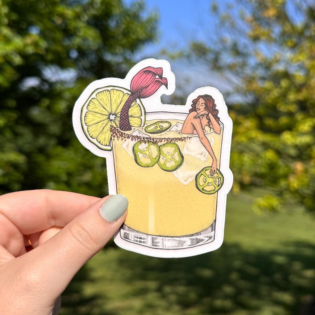 Spicy Margarita Mermaid Cocktail Clear Sticker - Etsy
