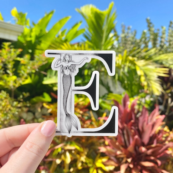 Mermaid Letter E Clear Sticker | Etsy