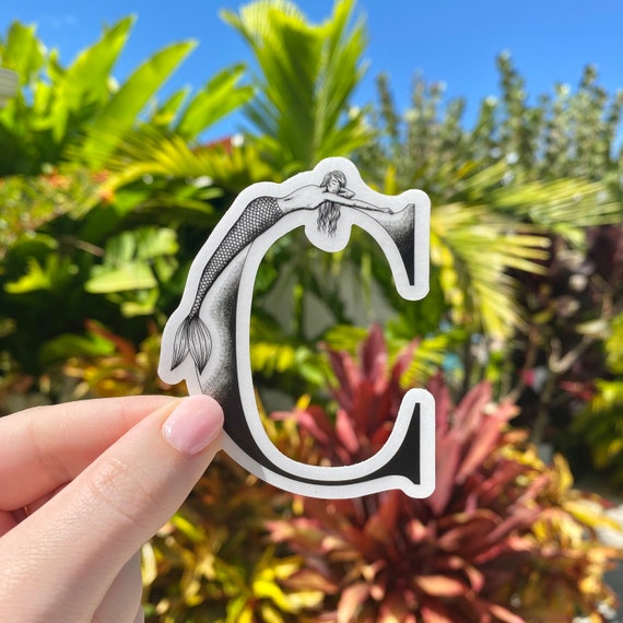 Mermaid Letter C Clear Sticker | Etsy