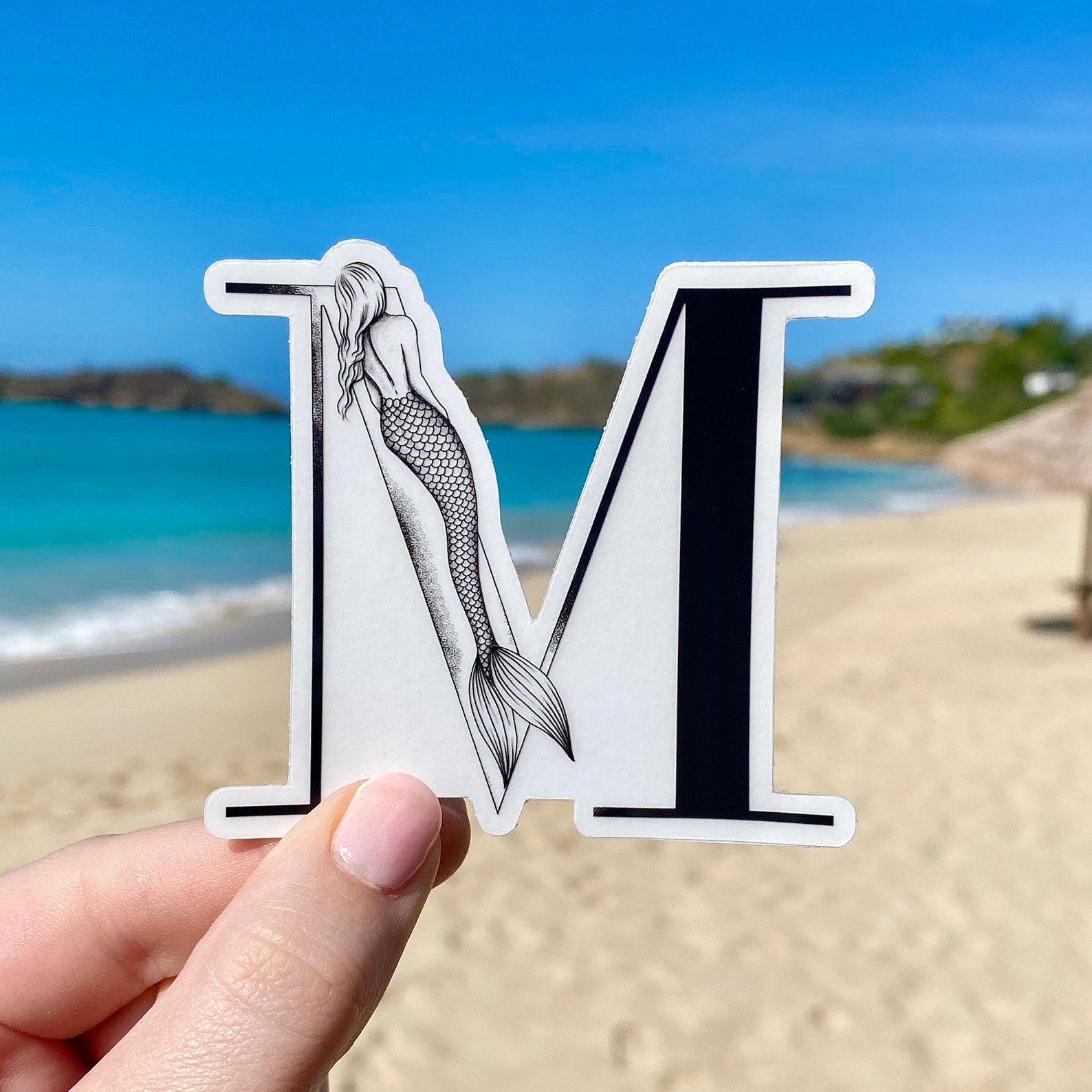 Mermaid Letter M Clear Sticker - Etsy UK