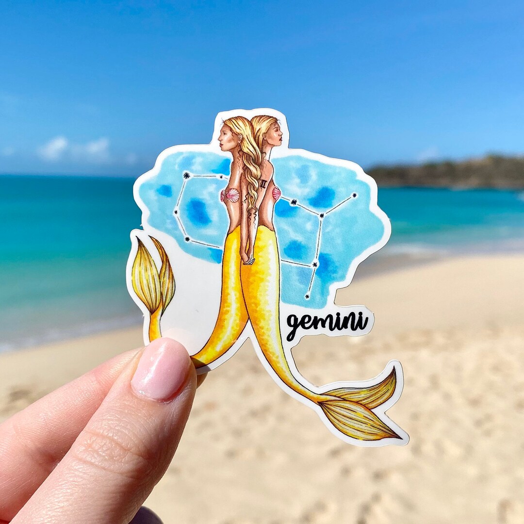 Gemini Mermaid Sticker - Etsy