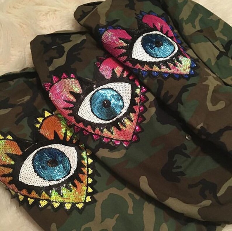 Evil Eye Heart Camo US Army Jacket With Sequin Patch - Etsy