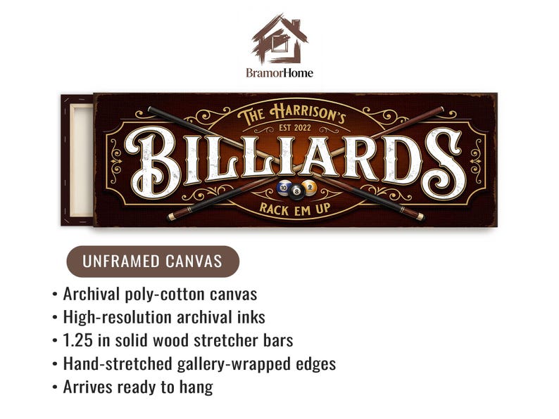 Personalized Billiards Room Sign – Family Name Pool Table and Game Room ...