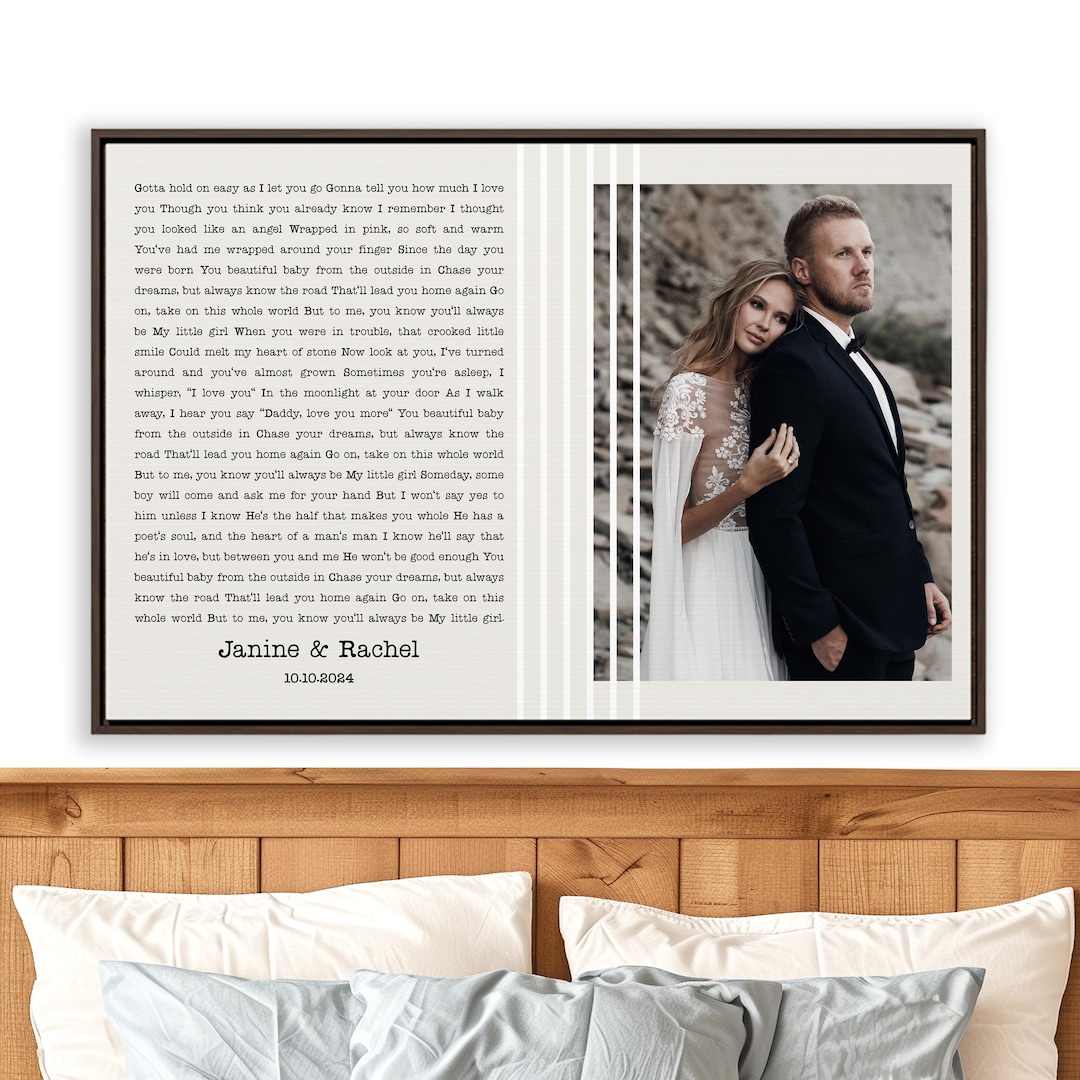 Custom Song Lyrics Canvas With Photo, Romantic Gift for Valentine’s Day ...