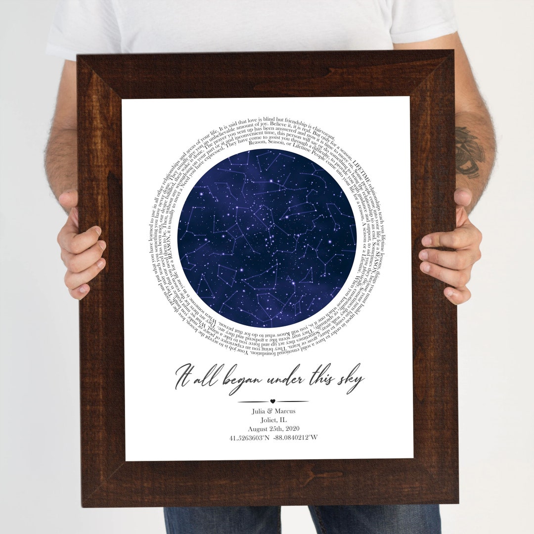 Custom Star Map Anniversary Gift for Him Romantic Gifts - Etsy