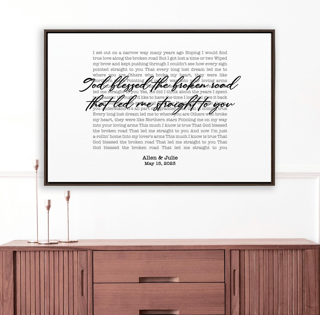 Personalized Wedding Song Lyrics Wall Art | 2nd Cotton Anniversary Gift ...