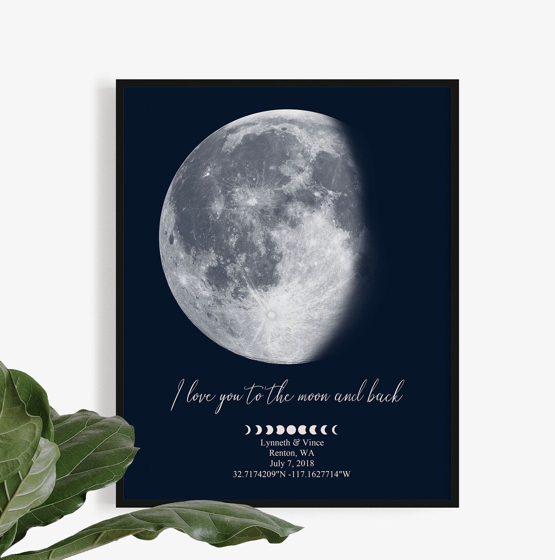 Personalized Couples Gift Custom Moon Phase Valentines Day Gifts for ...