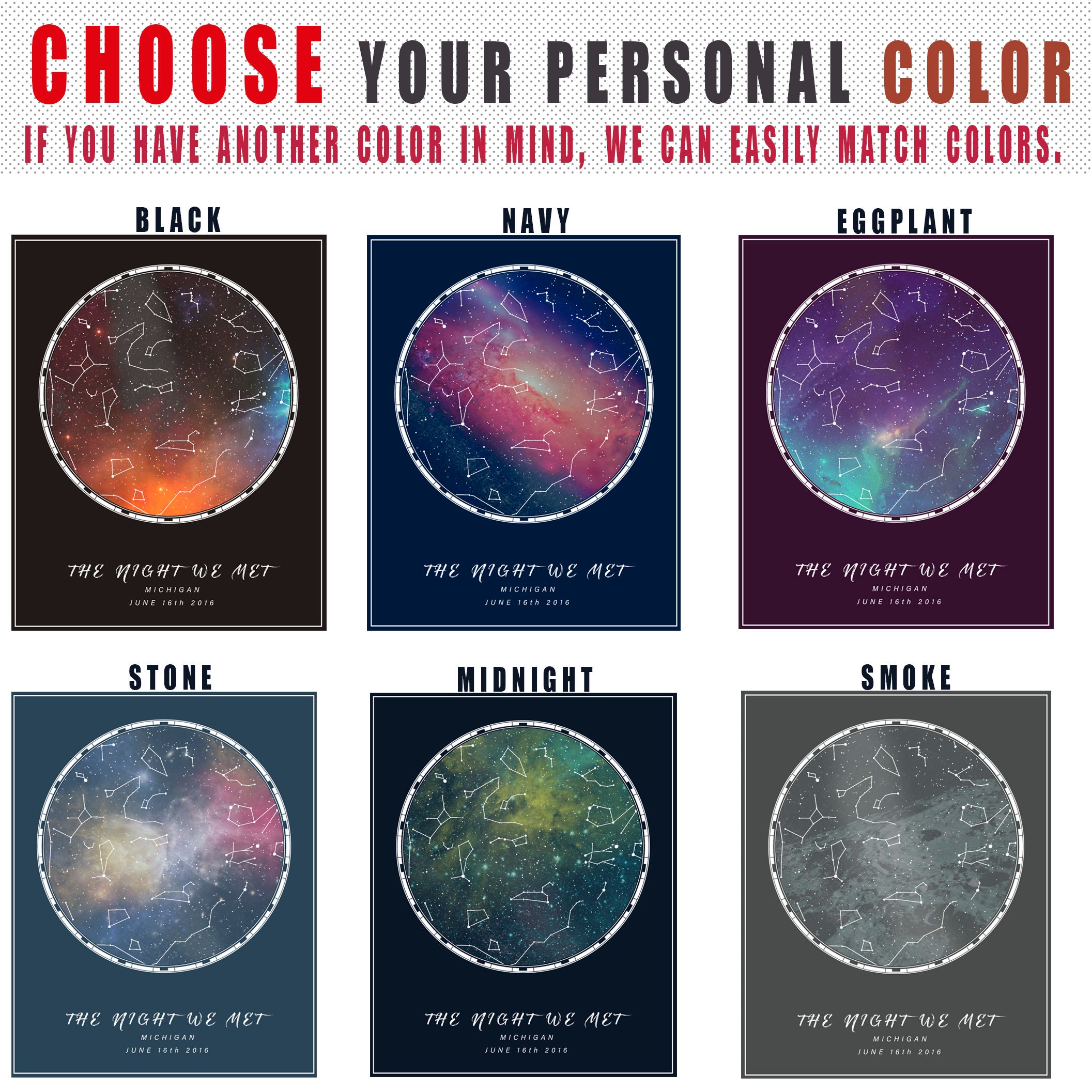 Star map by date Sky map by date Night we met stars Custom | Etsy