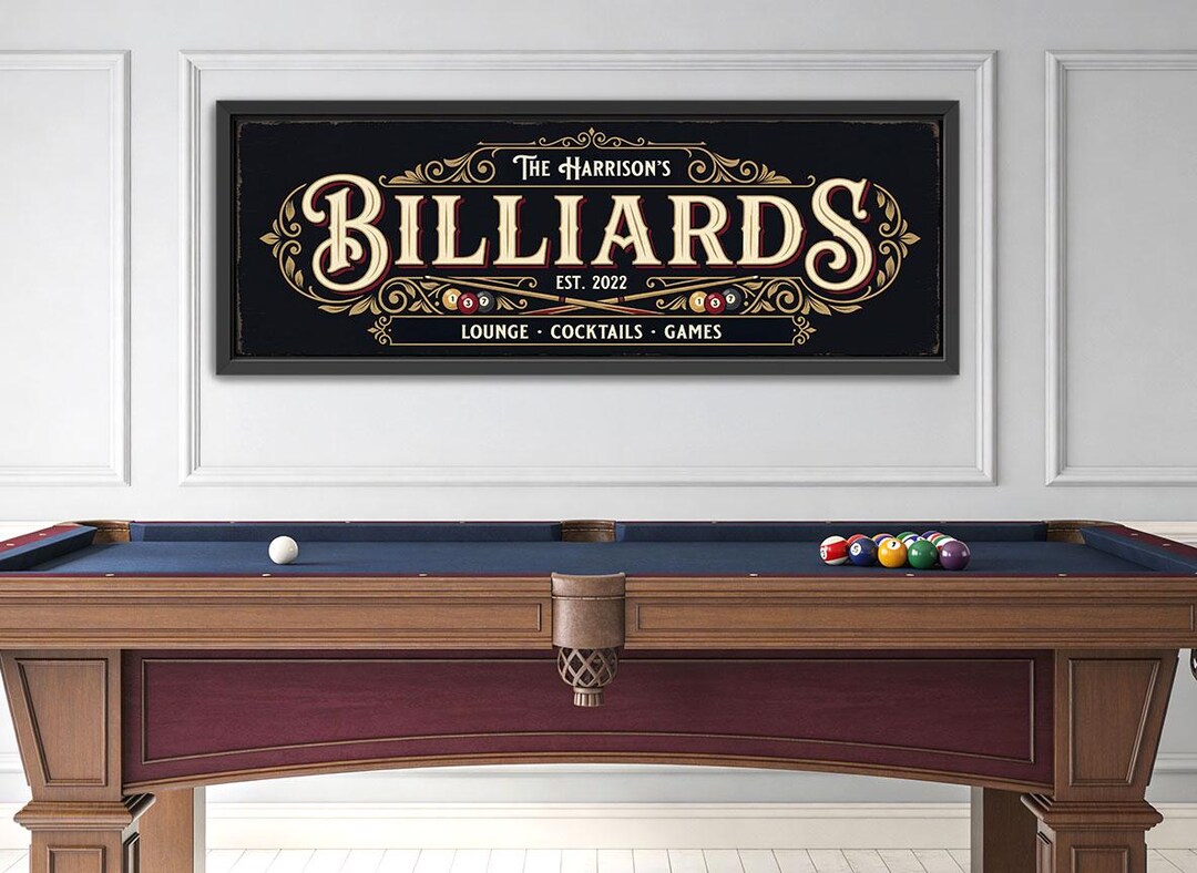 Custom Billiards Bar Sign – Personalized Home Bar and Basement Lounge ...