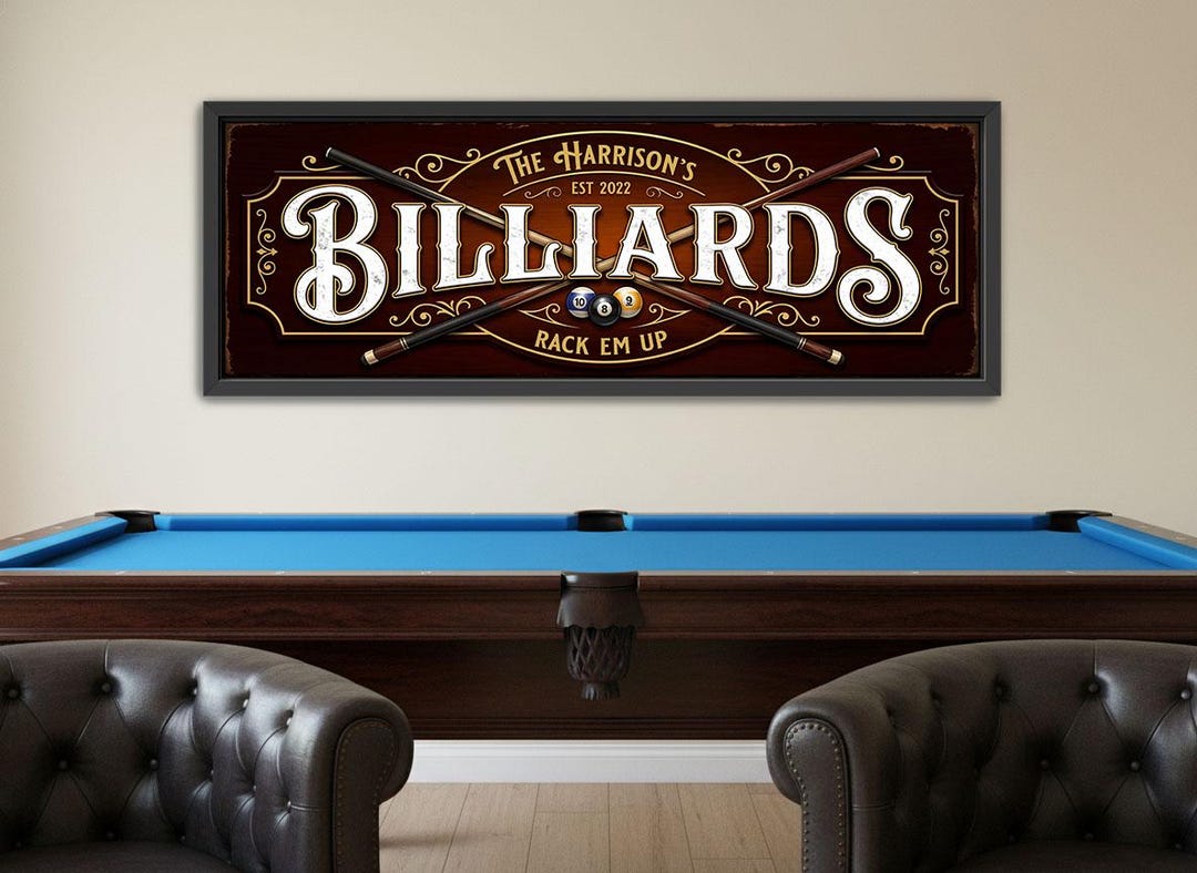 Personalized Billiards Room Sign – Family Name Pool Table and Game Room ...