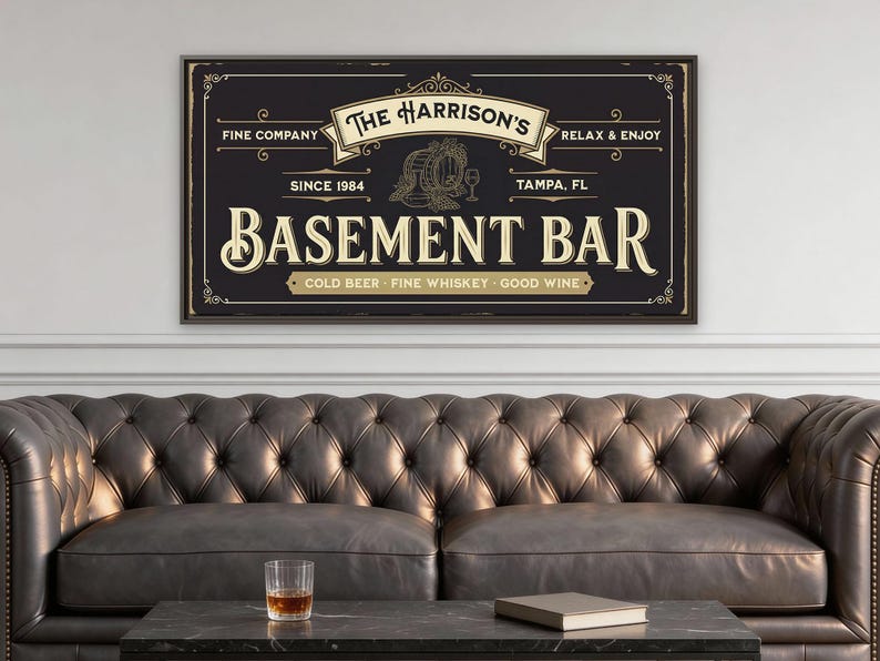 Custom Home Bar Sign for Basement Bar and Man Cave - Etsy