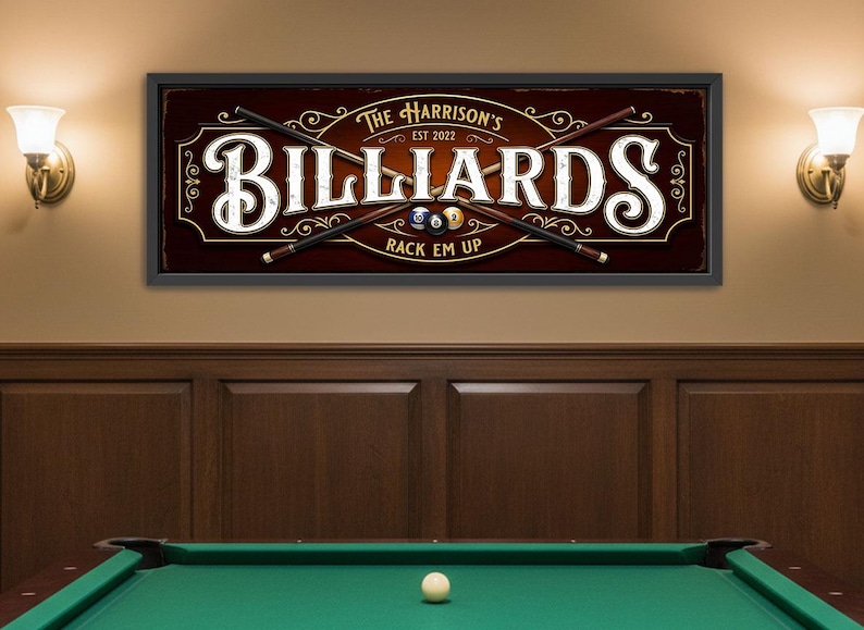 Personalized Billiards Room Sign – Family Name Pool Table and Game Room ...