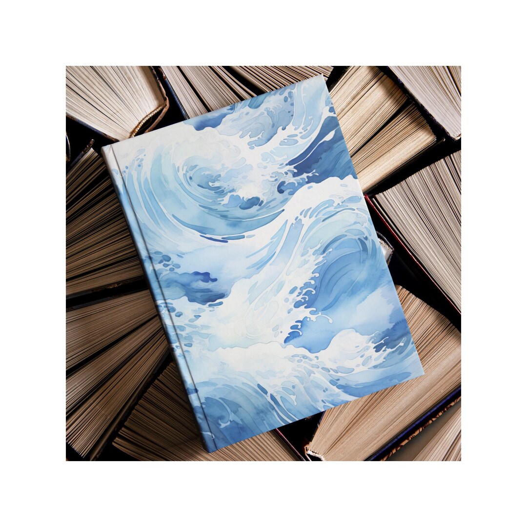 Blue Watercolor Waves Hardbound Notebook Ocean Journal Sea Theme Diary ...
