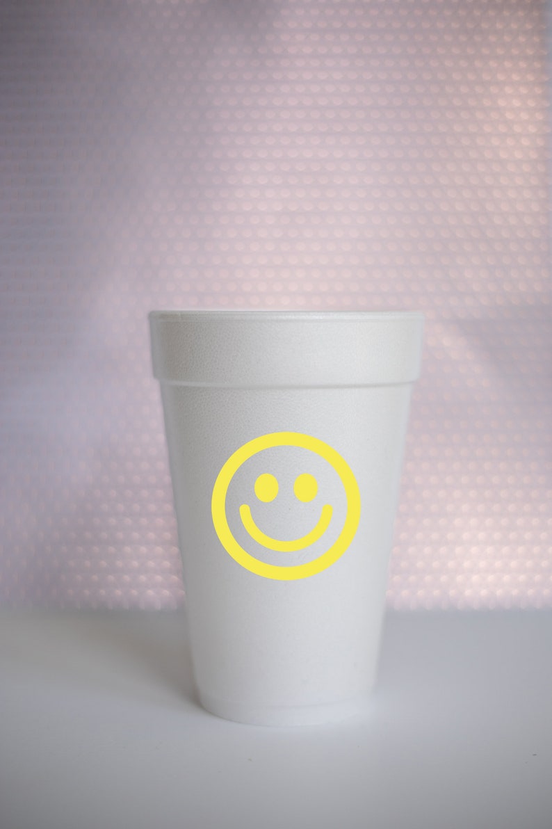 Smiley Face Foam Cups: 10 Pack Ready to Ship - Etsy