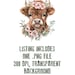 Baby Highland Cow Watercolor Clipart | Pink Flowers | .png File With ...