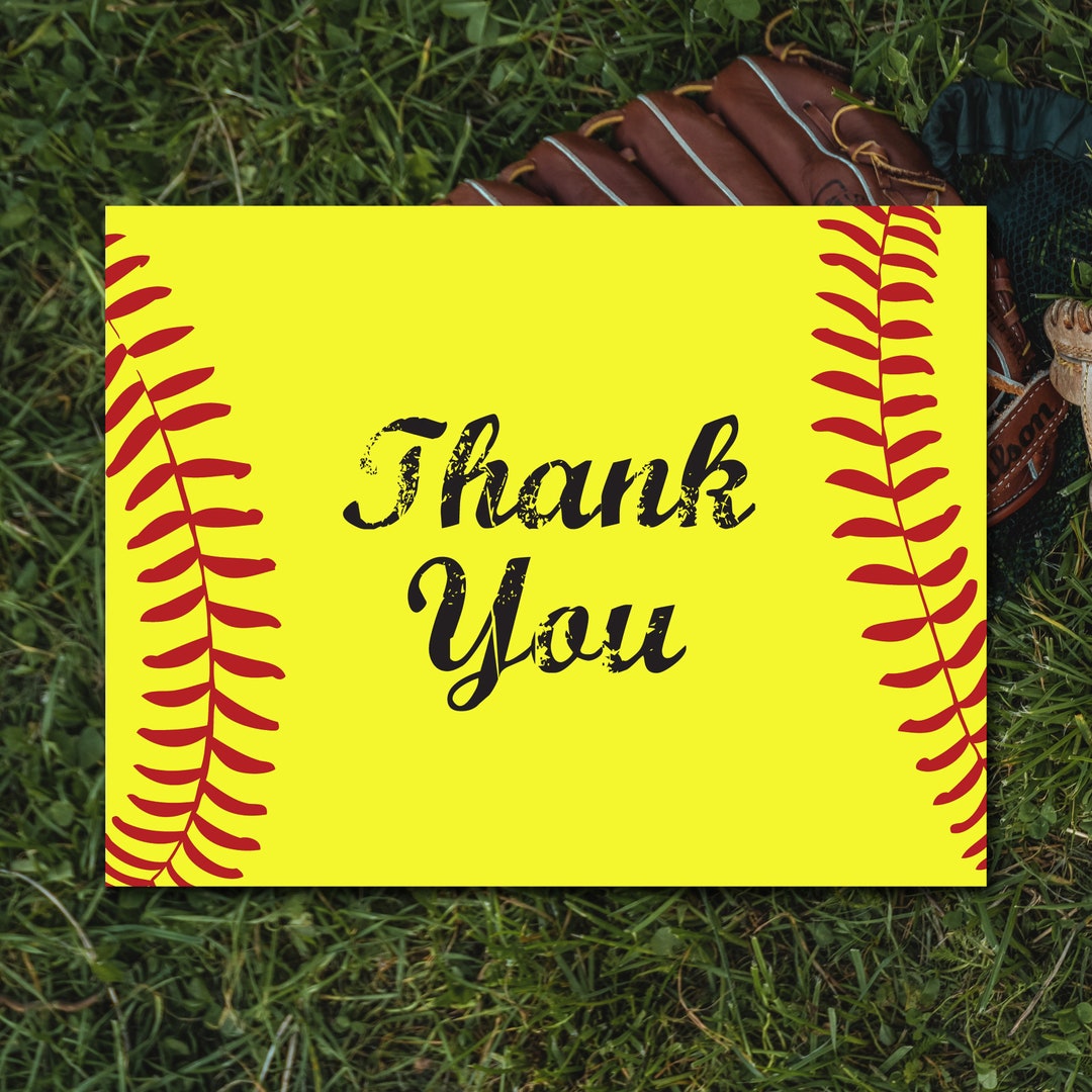 Printable Softball Thank You Card | Blank Interior | Printable Digital ...