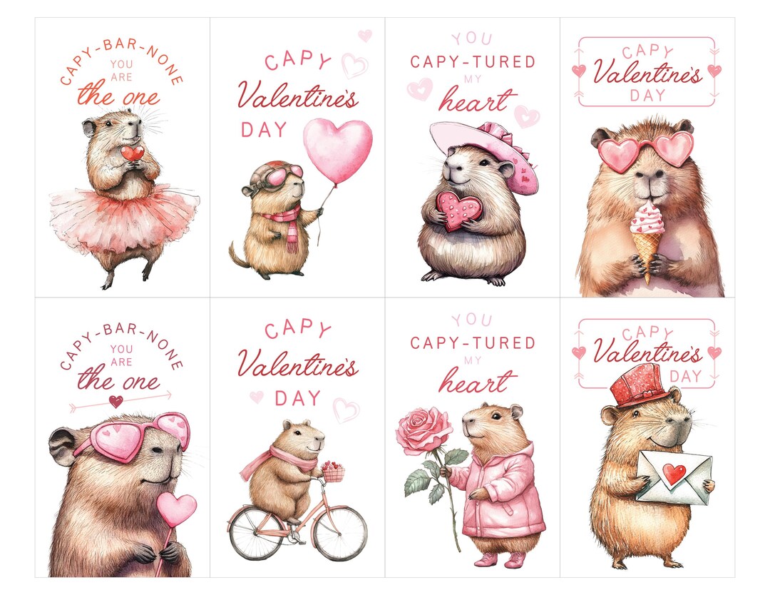 Capybara Valentines Printable | Perfect for Kids to Take to School ...