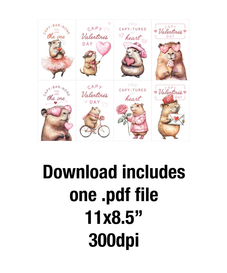 Capybara Valentines Printable | Perfect for Kids to Take to School ...