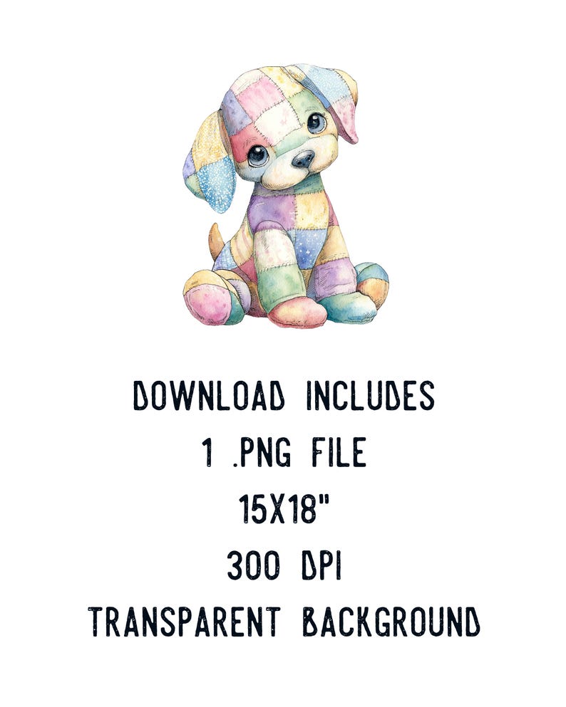 Patchwork Puppy Dog Clipart PNG | Preppy, Whimsy | .png File With ...