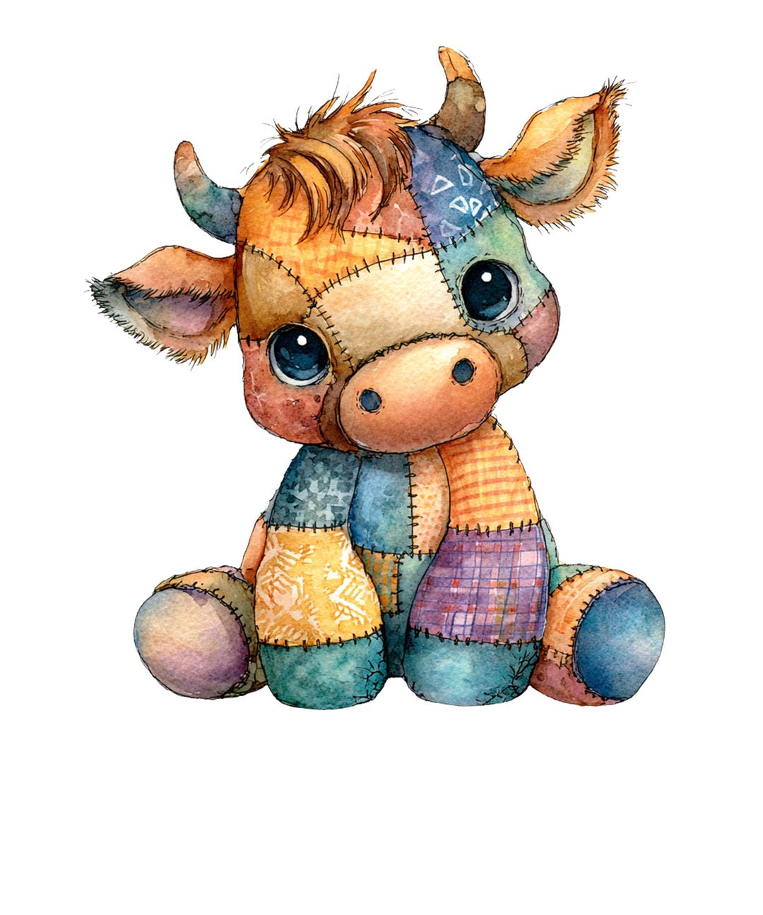 Patchwork Baby Highland Cow Clipart PNG | Preppy, Whimsy | .png File ...