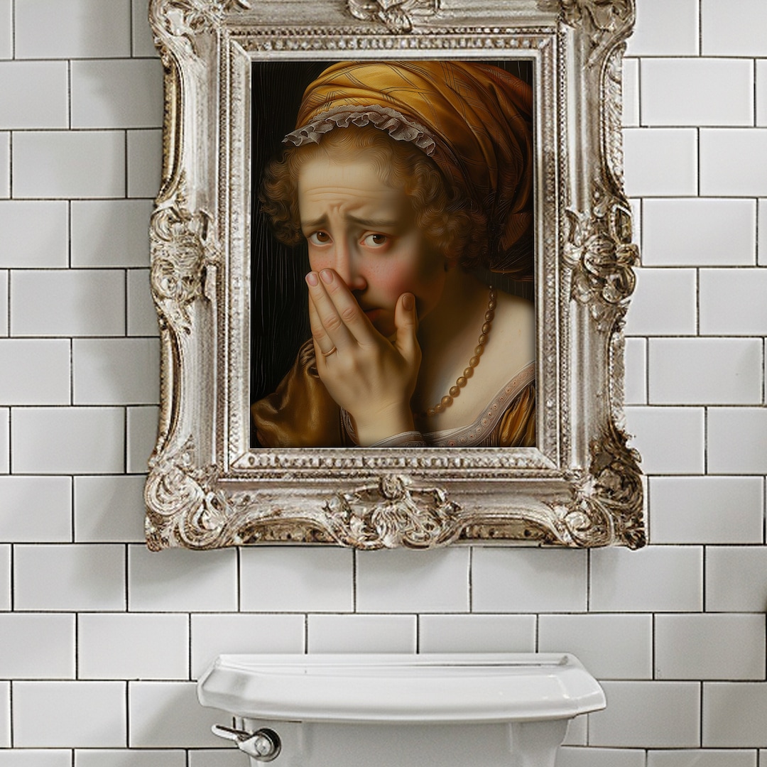 Funny Bathroom Art Print: Renaissance Ruth Holds Nose (digital Download ...