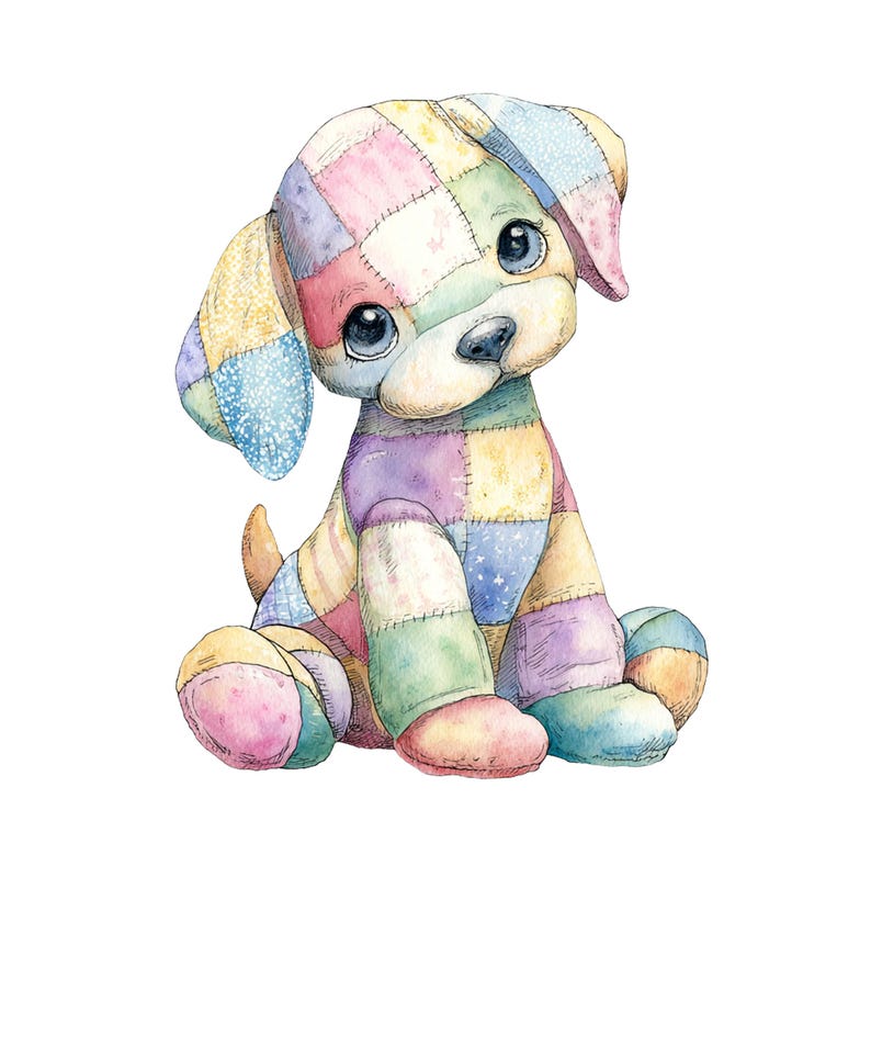Patchwork Puppy Dog Clipart PNG | Preppy, Whimsy | .png File With ...
