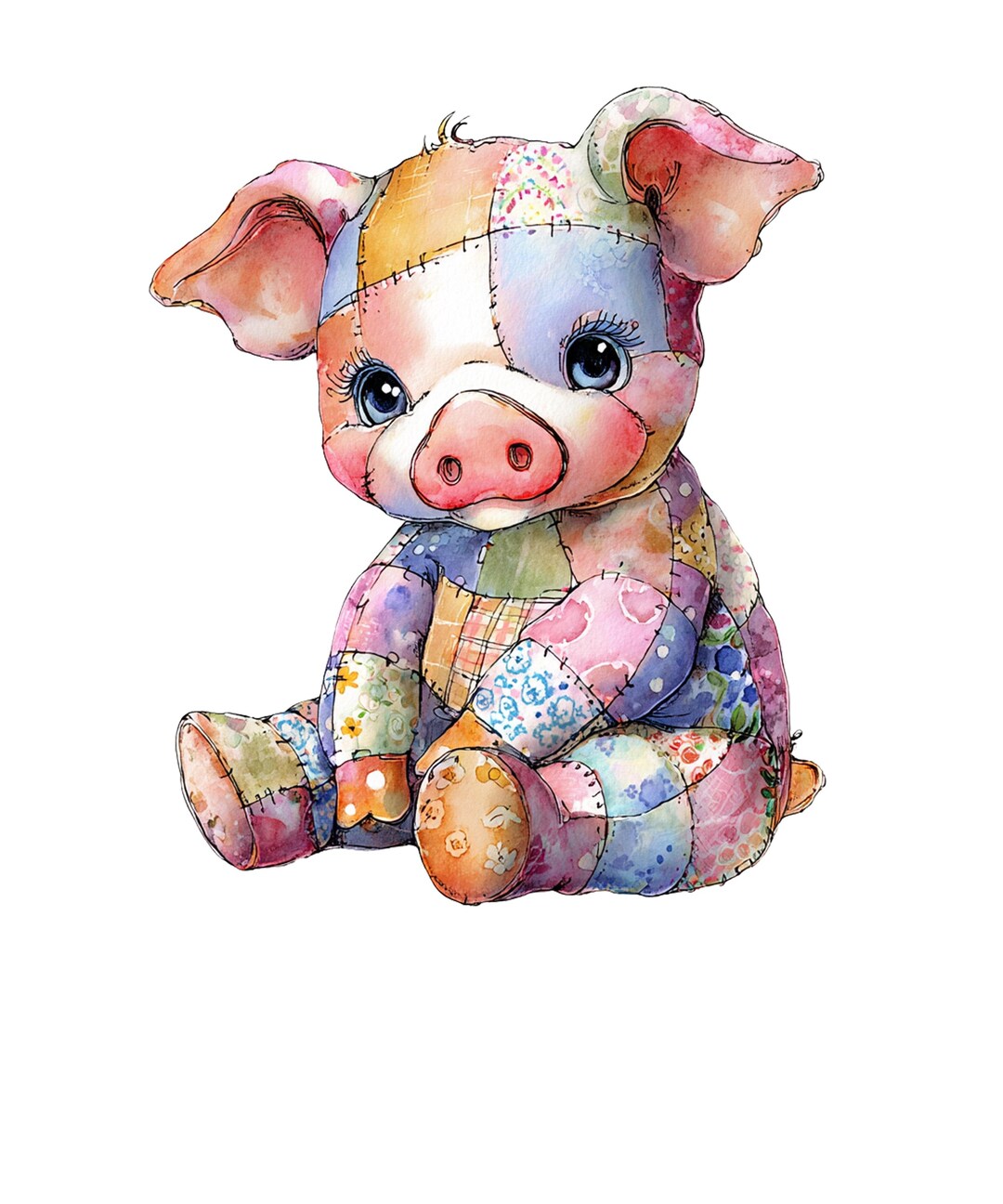 Patchwork Pig Clipart PNG | Preppy, Whimsy | .png File With Transparent ...