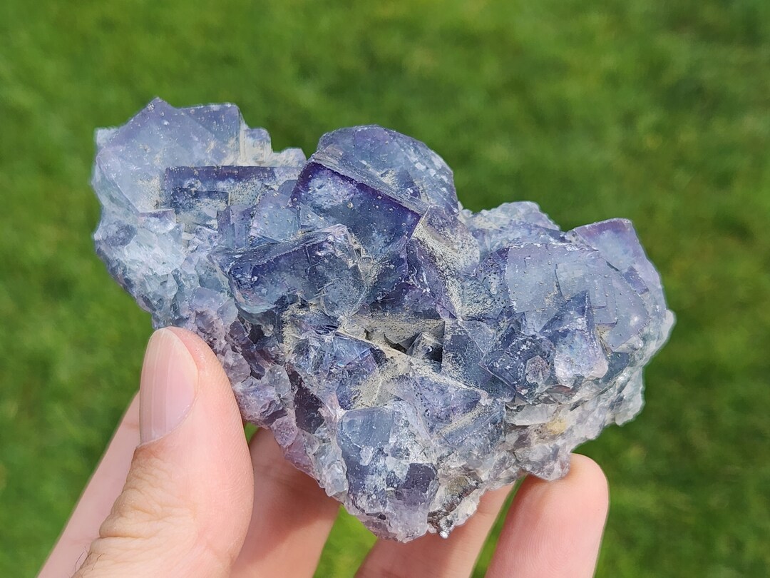 Blue Fluorite Cube with Galena Covered with Pyrite UV Reactive - Etsy 日本