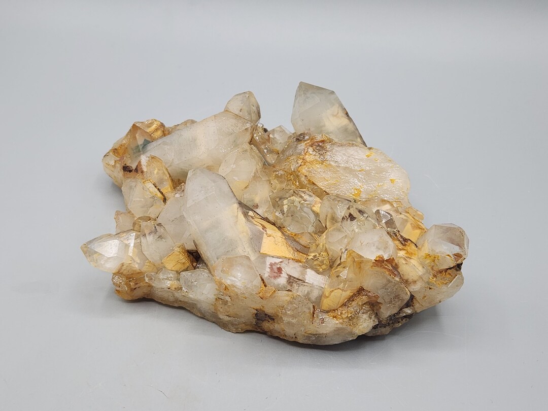 Rare Yellow Colloidal Goethite-banded Quartz Cluster With Phantom ...