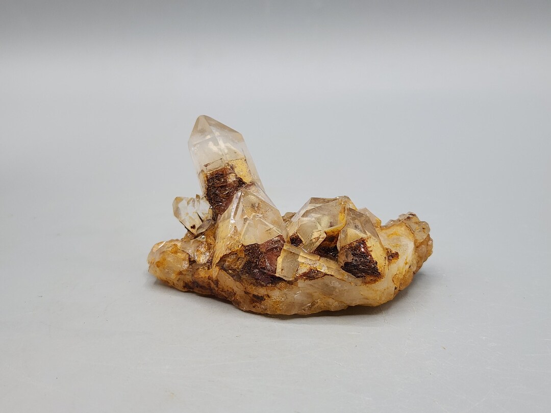 Rare Yellow Colloidal Goethite-banded Quartz Cluster With Phantom ...