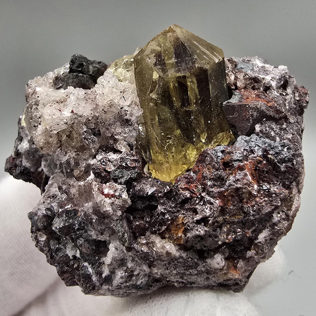 Yellow Apatite Crystal on Matrix – Durango, Mexico (49 G) - Etsy