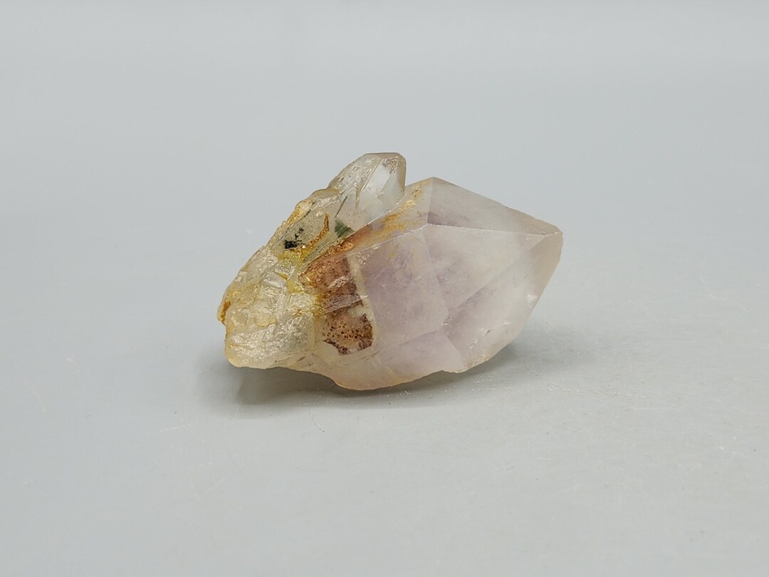 Rare Multiphase Quartz – Yellow Colloidal Goethite Band, Amethyst Core ...